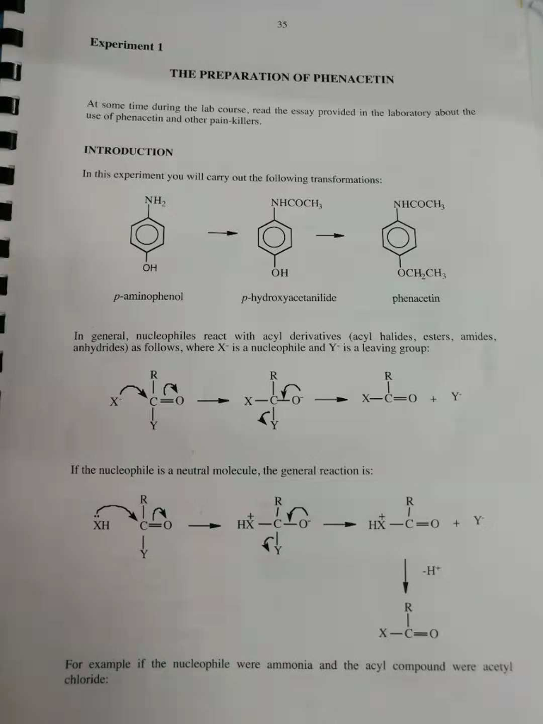 35 Experiment 1 THE PREPARATION OF PHENACETIN At some | Chegg.com