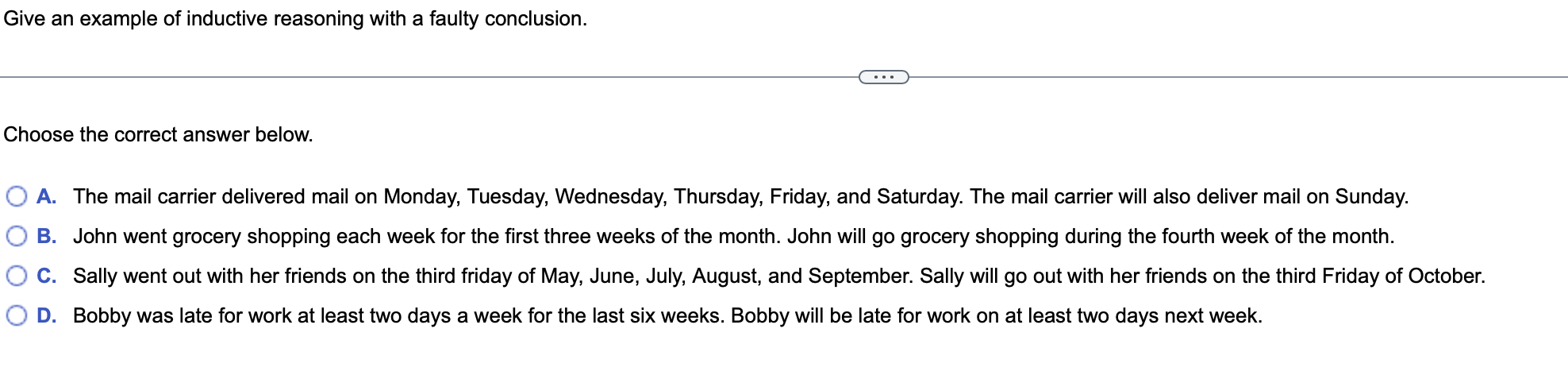 Solved Give an example of inductive reasoning with a faulty | Chegg.com