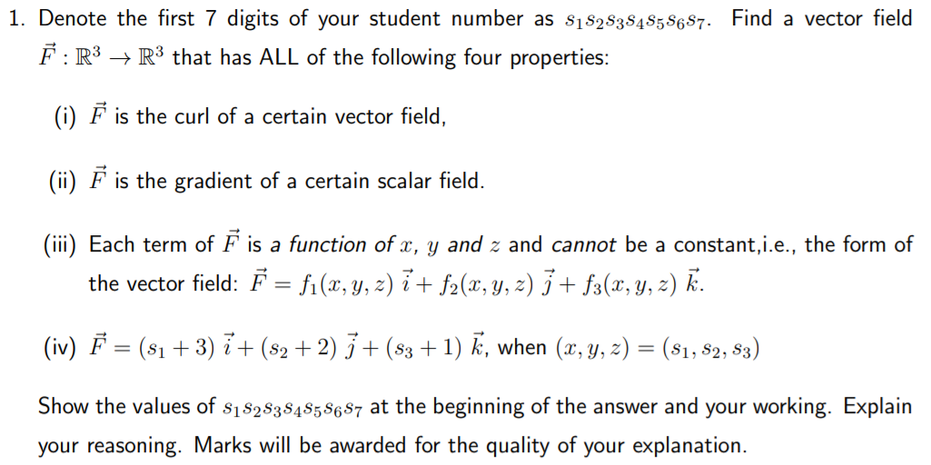 Solved 1. Denote the first 7 digits of your student number | Chegg.com