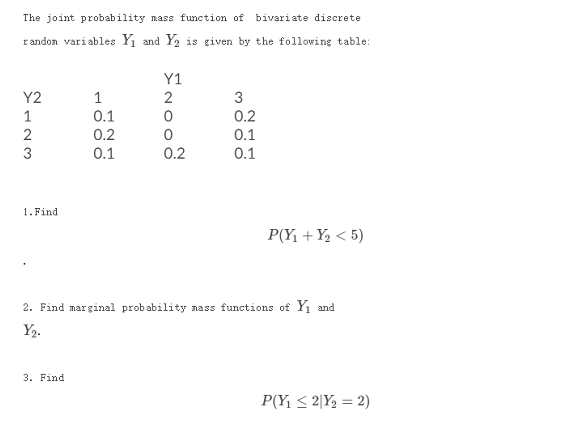 Solved The joint probability mass function of bivariate | Chegg.com