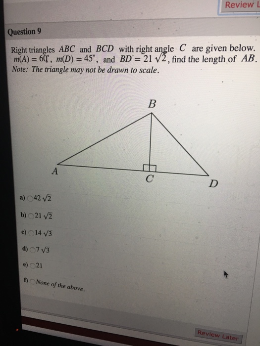 Solved Right triangles ABC and BCD with right angle C are | Chegg.com