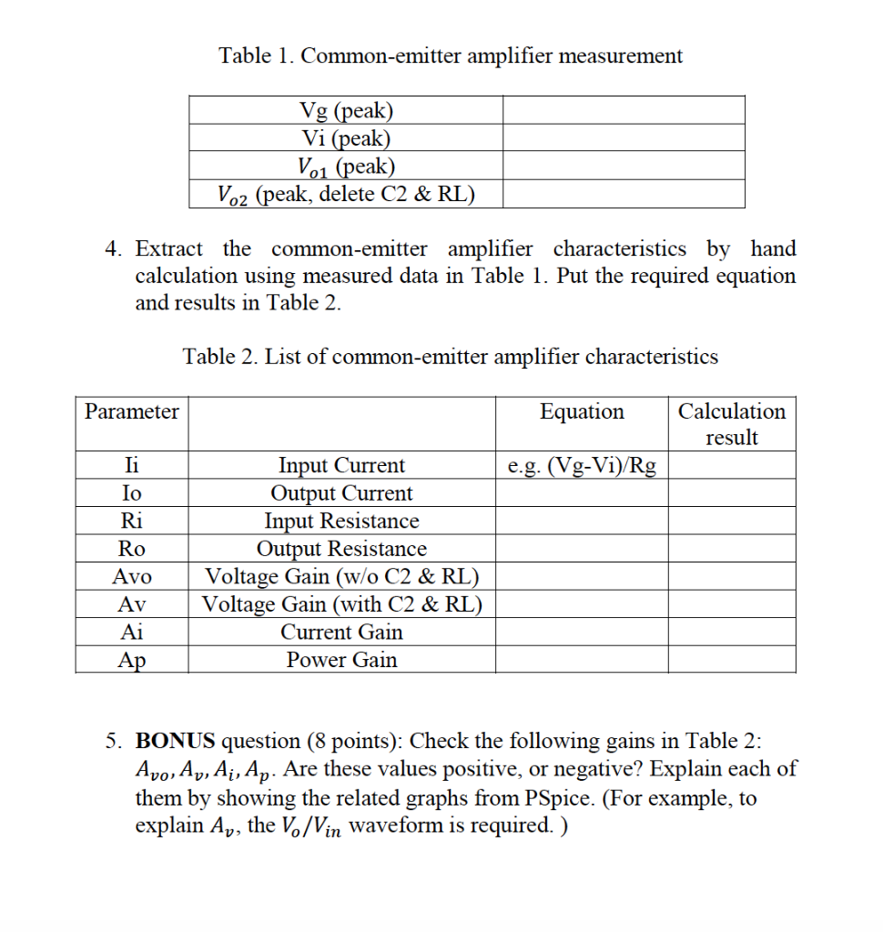 Part I: Common-emitter Amplifier Procedure: 1. Build | Chegg.com