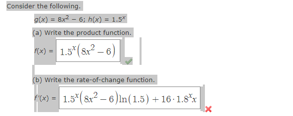 Solved Consider the following. g(x)=8x2−6;h(x)=1.5x (a) | Chegg.com