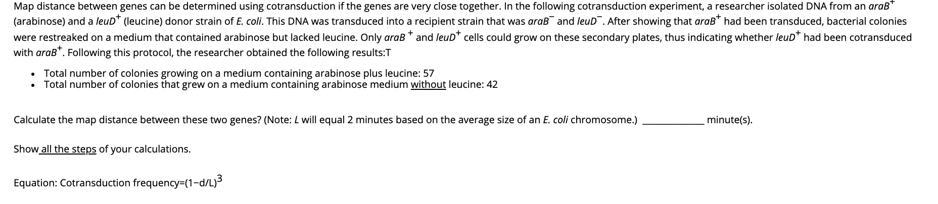 Solved Map distance between genes can be determined using | Chegg.com