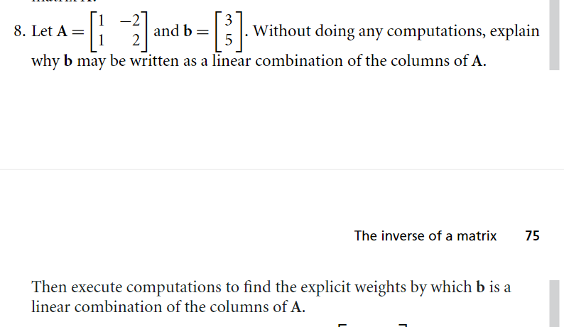 Solved 1 3 8. Let A= and b= Without doing any computations, | Chegg.com
