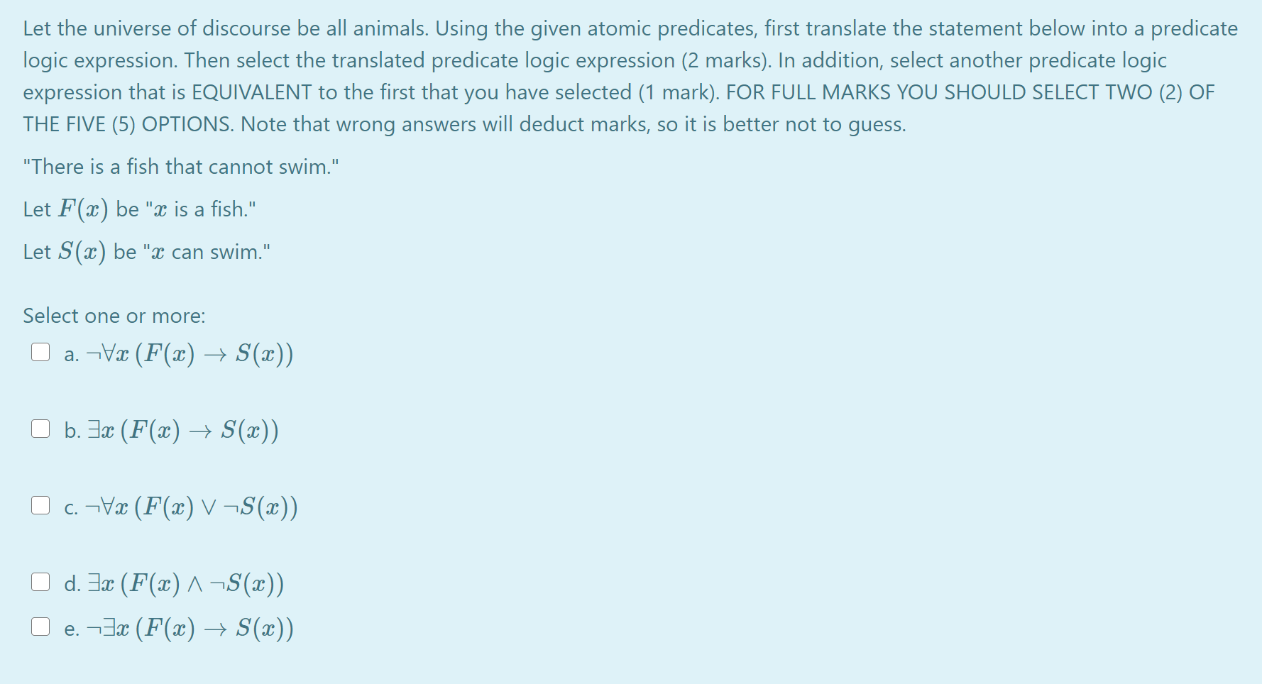 Solved Let the universe of discourse be all animals. Using | Chegg.com