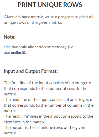 Solved Given a binary matrix, write a program to print all | Chegg.com