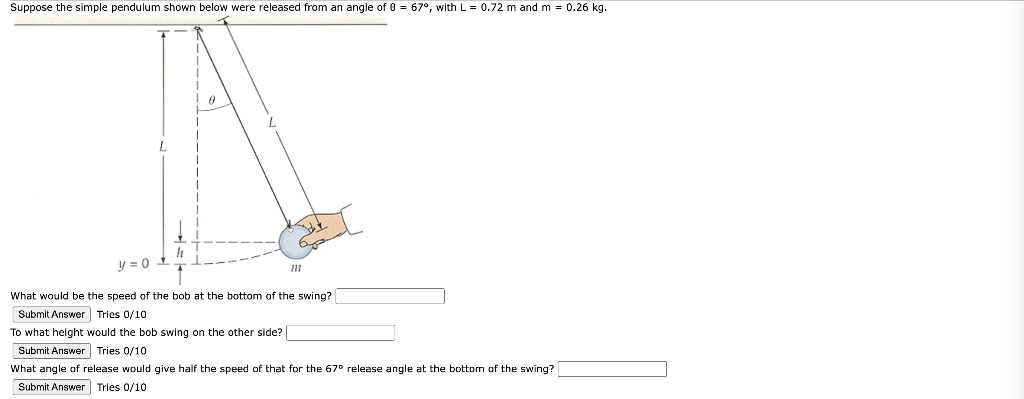 Solved Suppose the simple pendulum shown below were released | Chegg.com