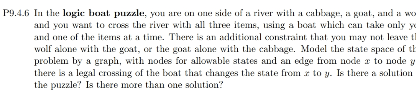 P9.4.6 In the logic boat puzzle, you are on one side | Chegg.com