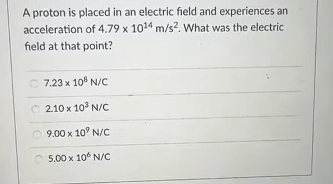 Solved A proton is placed in an electric field and | Chegg.com