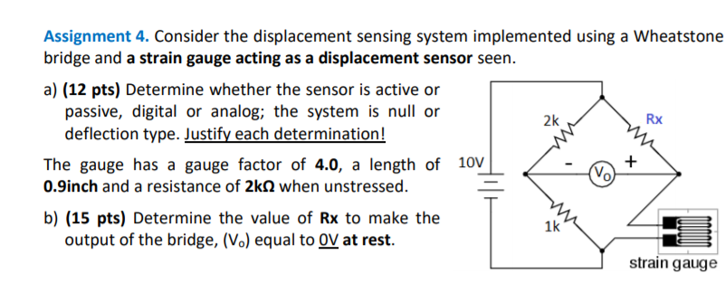 Solved Rx Assignment 4. Consider the displacement sensing | Chegg.com