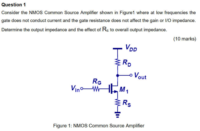 Solved Consider the NMOS Common Source Amplifier shown in | Chegg.com
