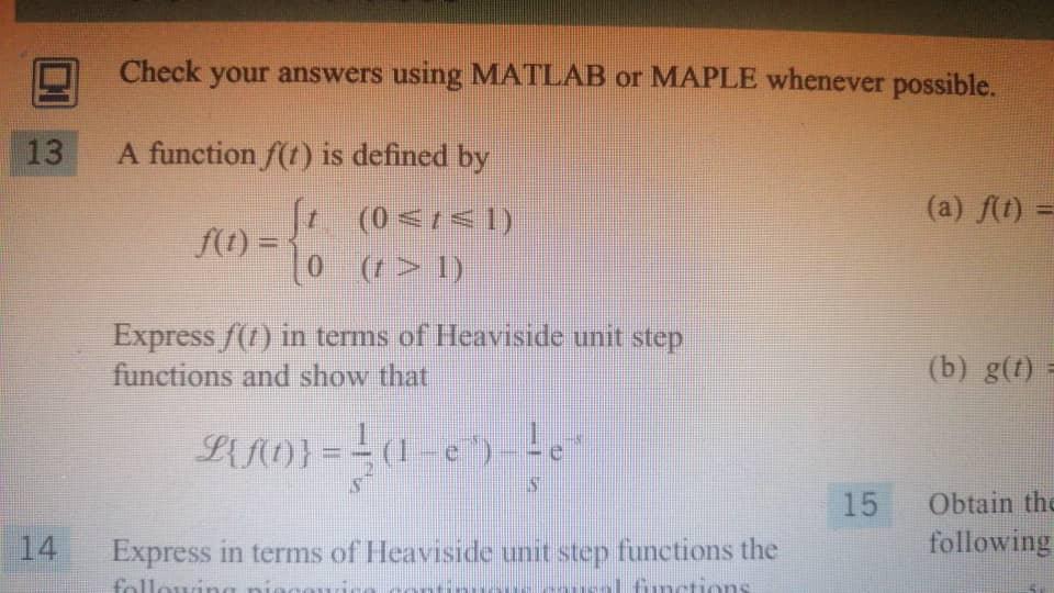 Solved Check your answers using MATLAB or MAPLE whenever | Chegg.com