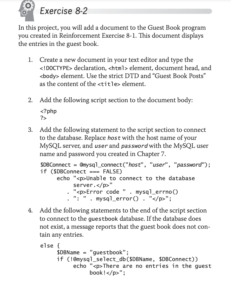 Solved Exercise 8-2 In this project, you will add a document | Chegg.com
