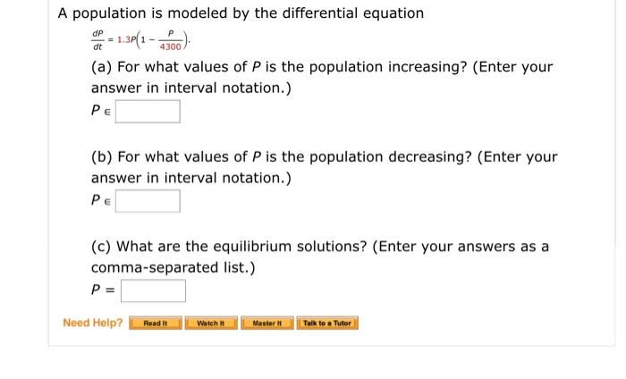 Solved A population is modeled by the differential equation | Chegg.com