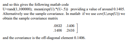 Solved 3.10 Use simulation to approximate cov(U,eU) where U | Chegg.com