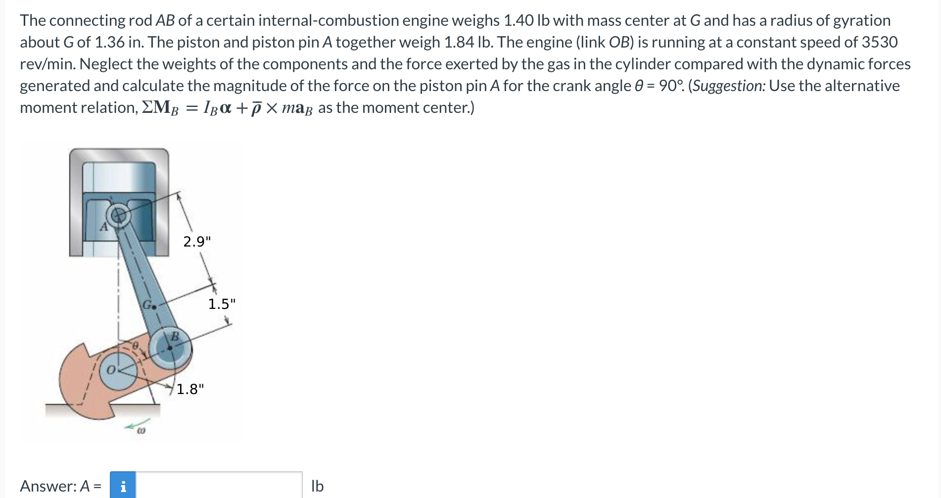 Solved The connecting rod AB of a certain | Chegg.com