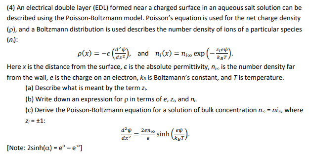 (4) An electrical double layer (EDL) formed near a | Chegg.com