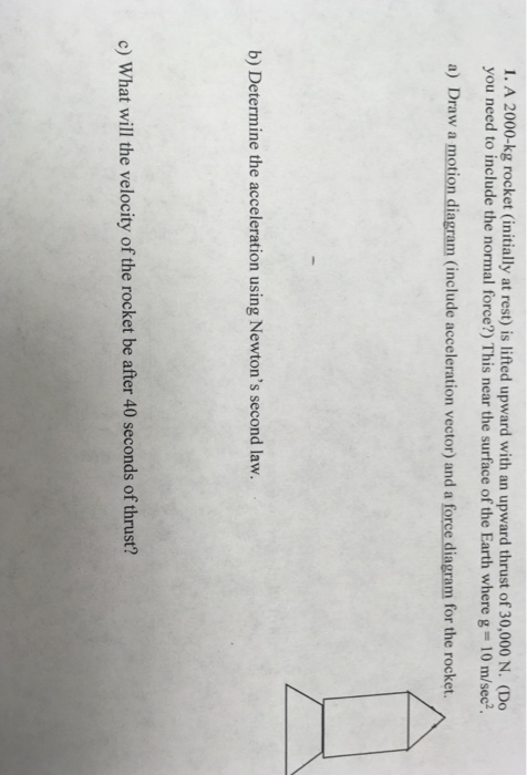 Solved i. A 2000-kg rocket (initially at rest) is lifted | Chegg.com