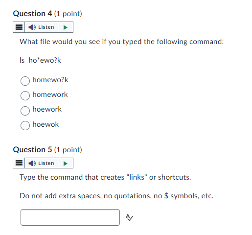 Solved What file would you see if you typed the following | Chegg.com
