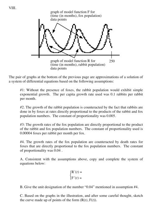 Solved VIII. graph of model function F for (time (in | Chegg.com