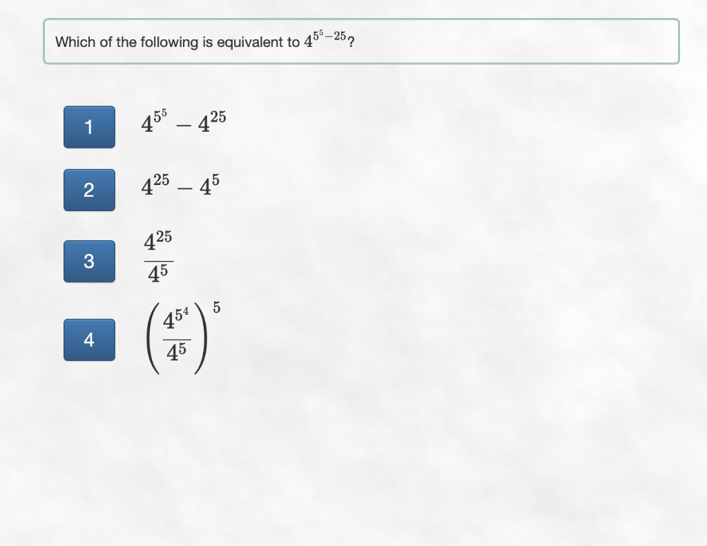 Solved Which of the following is equivalent to 45°–25? 455 – | Chegg.com