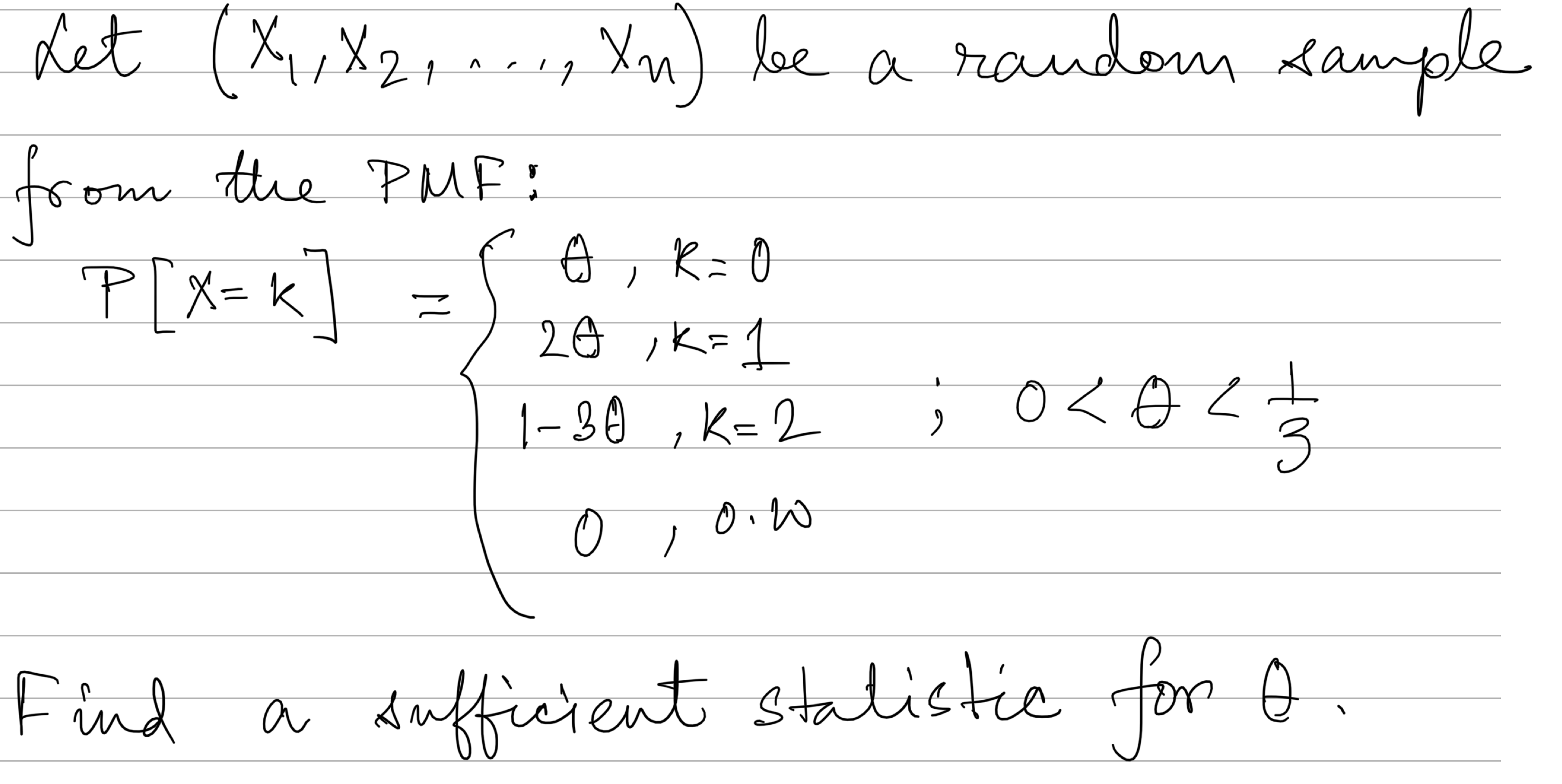 Solved Let (x1,x2,…,xn) be a random sample from the PMF: | Chegg.com