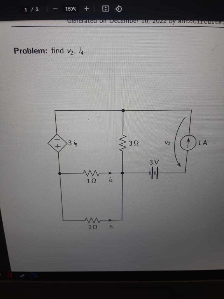 Solved Problem: find v2,i4. | Chegg.com