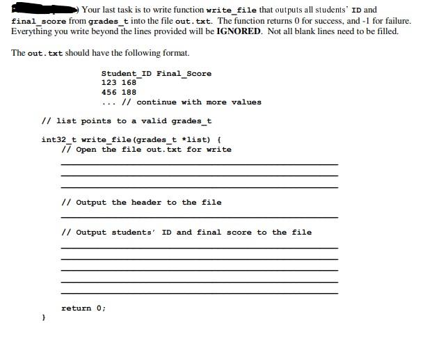 Solved Your last task is to write function write_file that | Chegg.com