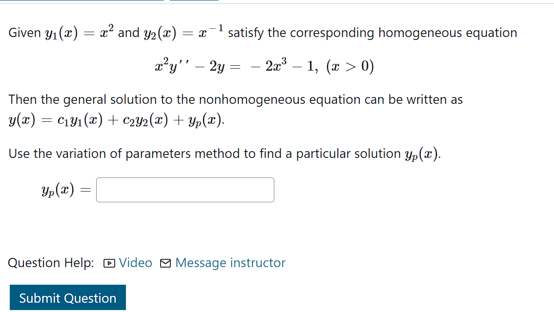 Given y1(x)=x2 and y2(x)=x−1 satisfy the | Chegg.com