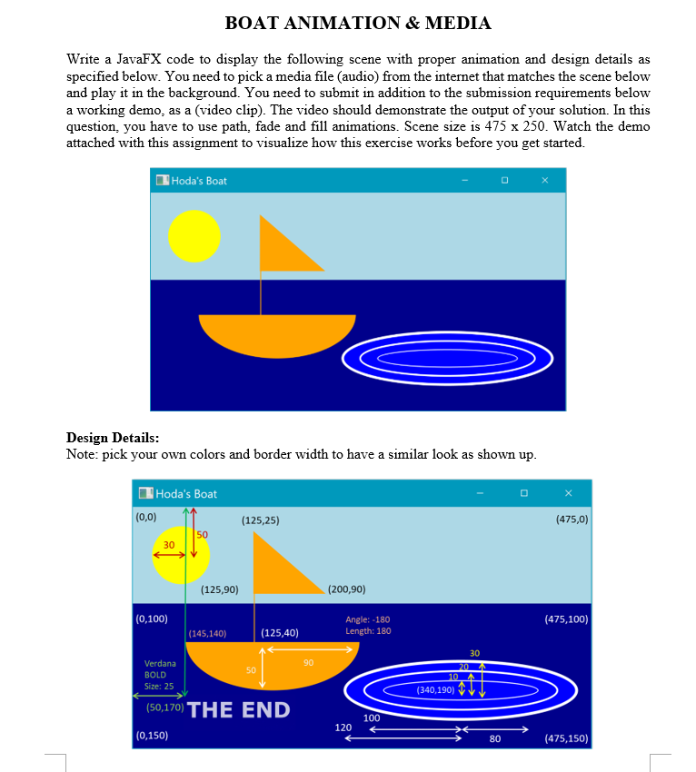 Solved BOAT ANIMATION & MEDIA Write a JavaFX code to display | Chegg.com