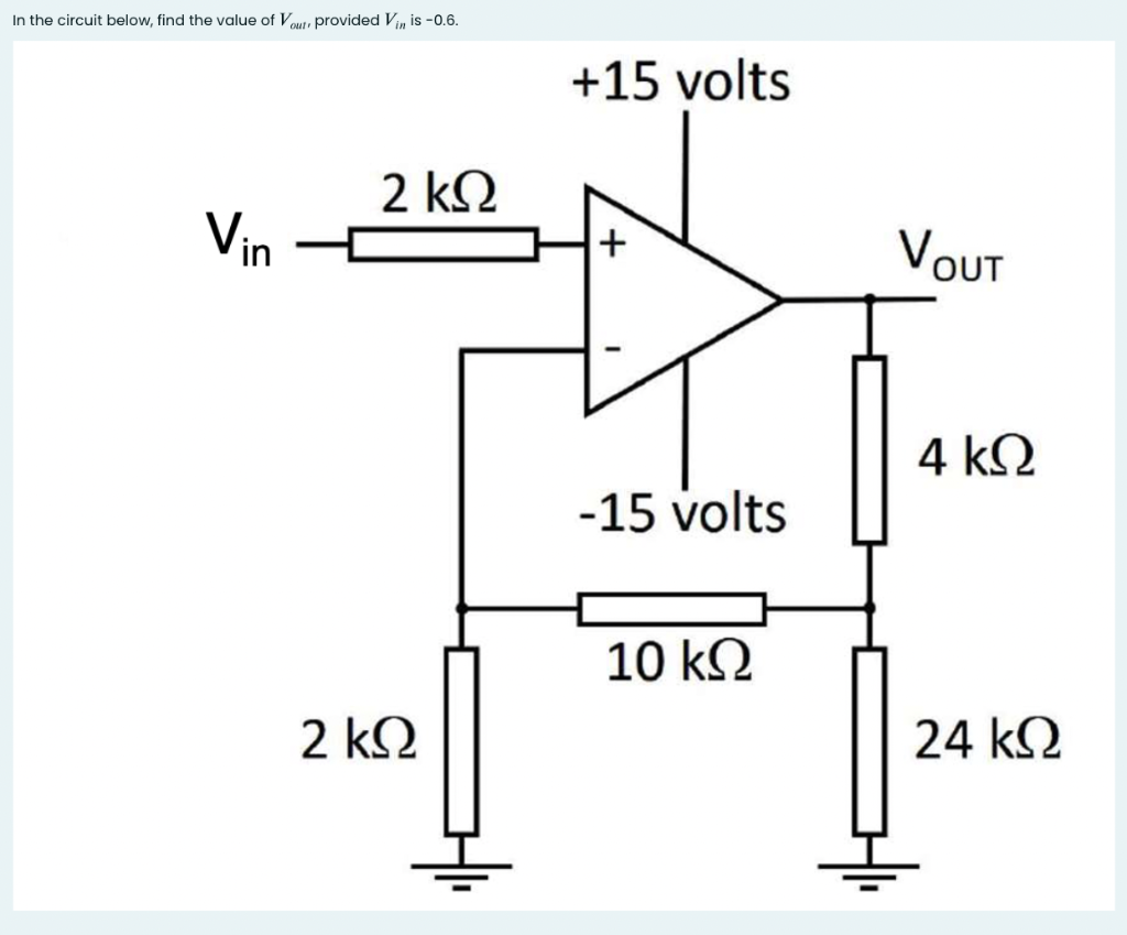 Solved In the circuit below, find the value of Vout | Chegg.com