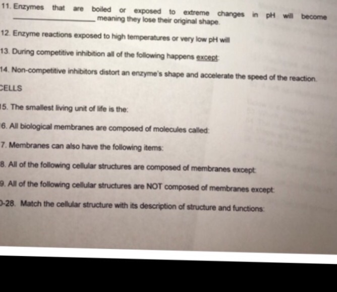 Solved 11. Enzymes that are boiled or exposed to extreme | Chegg.com