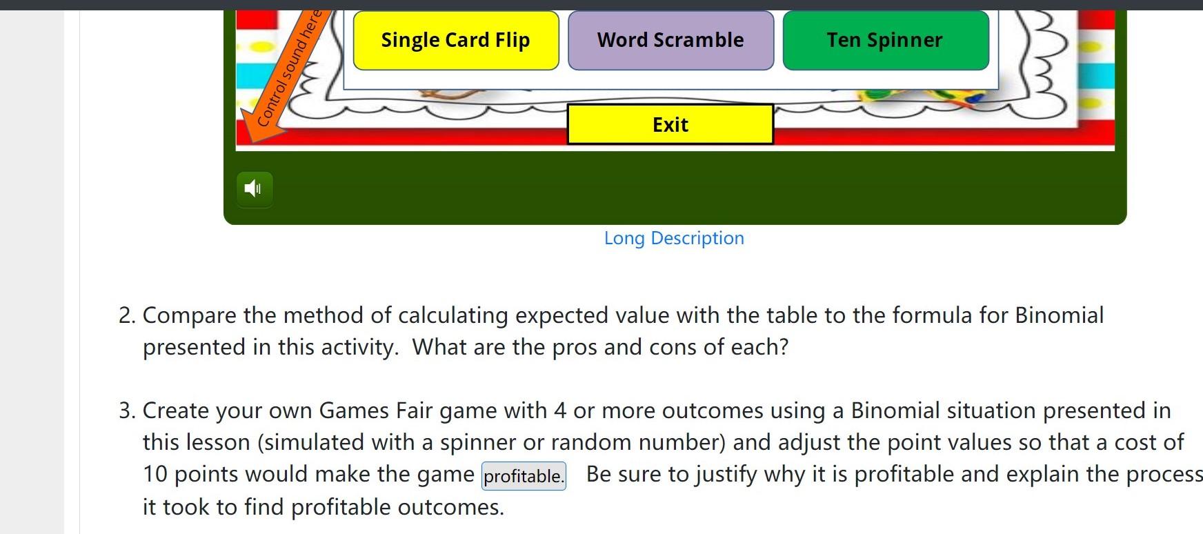Solved 1. In the Games Fair, which game would work with the | Chegg.com