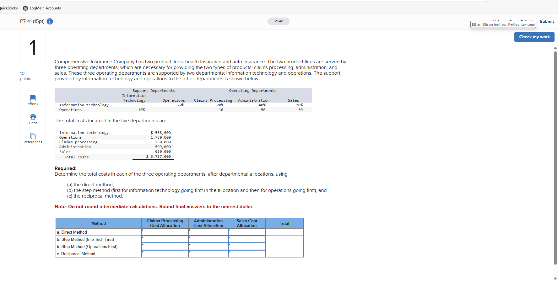 Solved Comprehensive Insurance Company has two product | Chegg.com