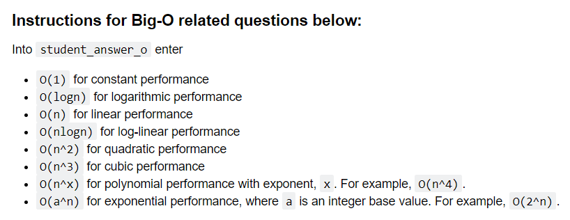 Solved Instructions for Big-O related questions below: Into | Chegg.com