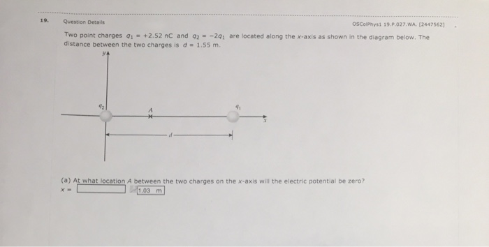 Solved Two point charge q1 = + 2.52 nC and q2 = - 2q1 are | Chegg.com