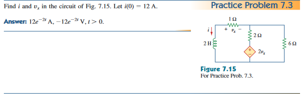 Solved Find i and vx in the circuit of Fig. 7.15. Let | Chegg.com