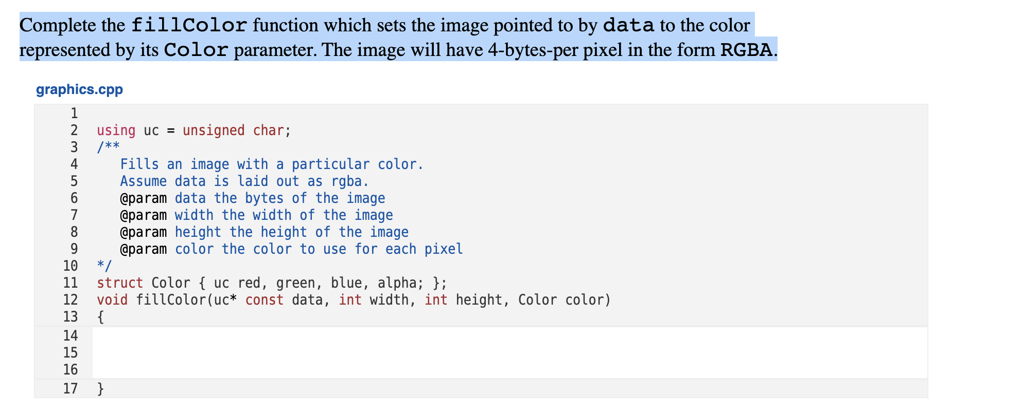 Solved 1. Complete the fillRed function which sets the image | Chegg.com