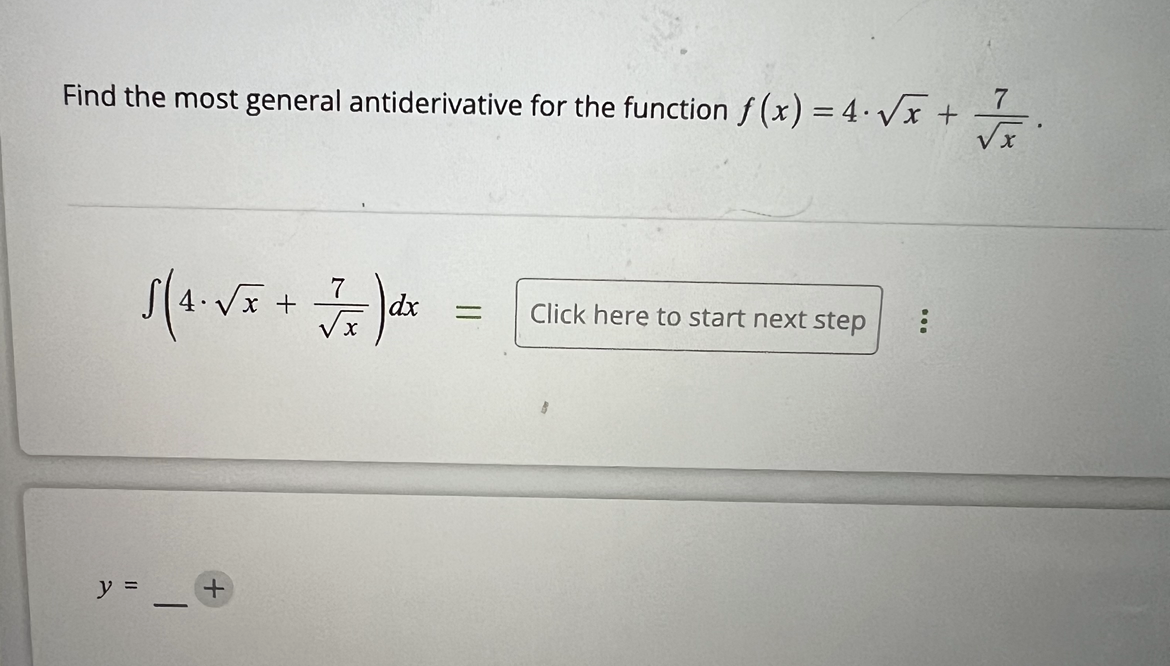 Solved Find the most general antiderivative for the function | Chegg.com