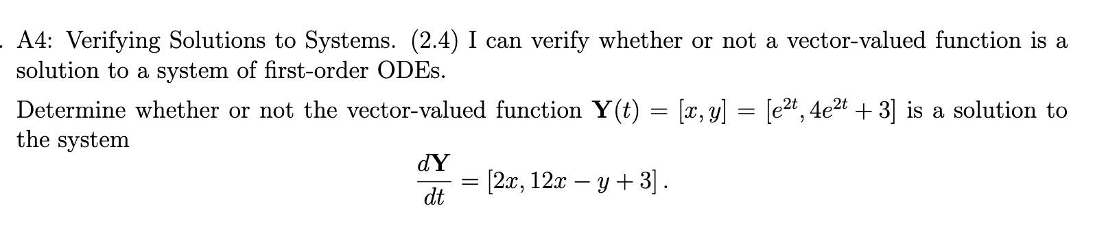 Solved A4: Verifying Solutions to Systems. (2.4) I can | Chegg.com