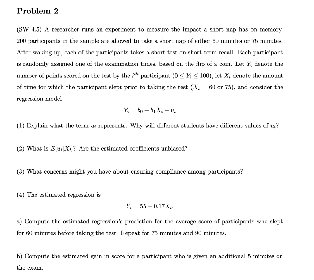Solved (SW 4.5) A researcher runs an experiment to measure | Chegg.com