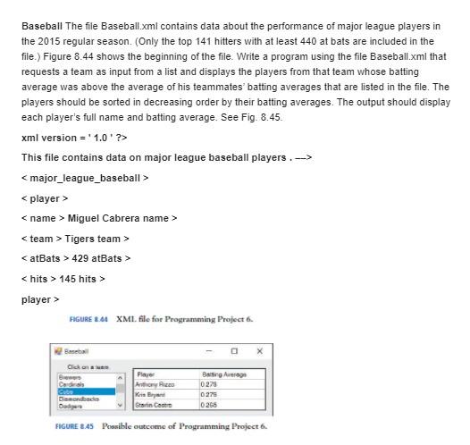Solved Baseball The file Baseball.xml contains data about | Chegg.com