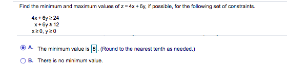 Solved Find the minimum and maximum values of z = 4x + 6y, | Chegg.com