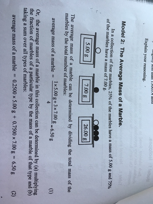 Solved 0 Explain your reasoning. Model 2: The Average Mass | Chegg.com