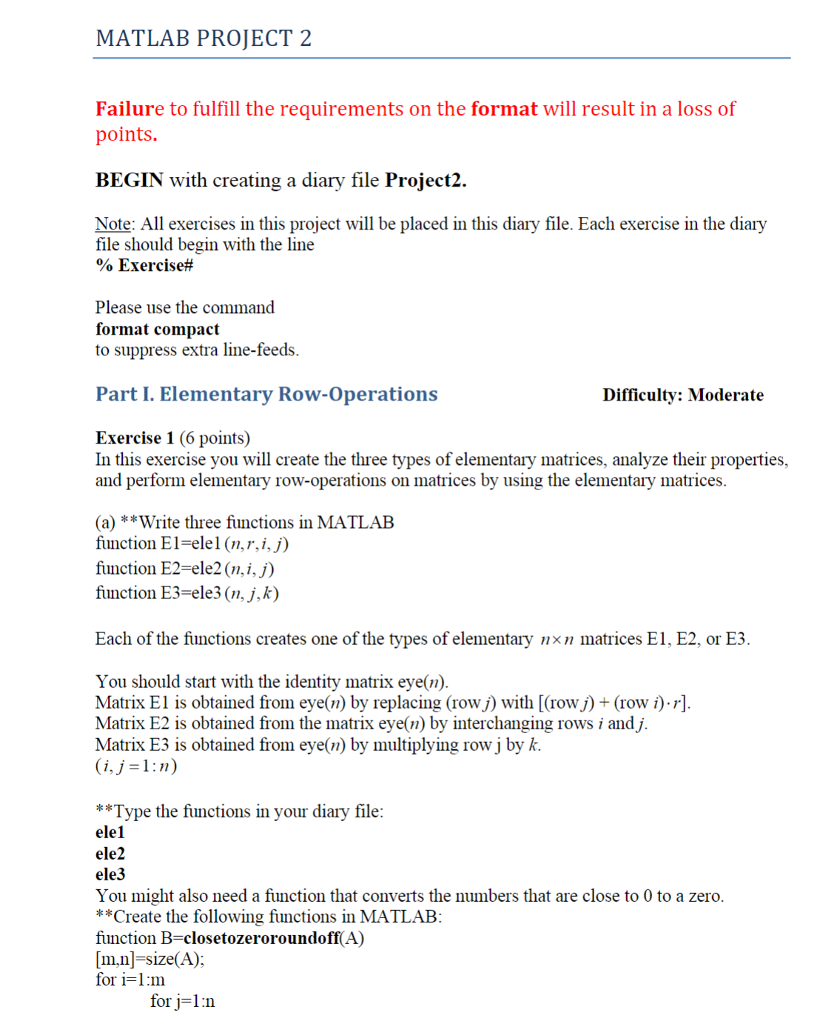 MATLAB PROJECT 2 Failure to fulfill the requirements | Chegg.com