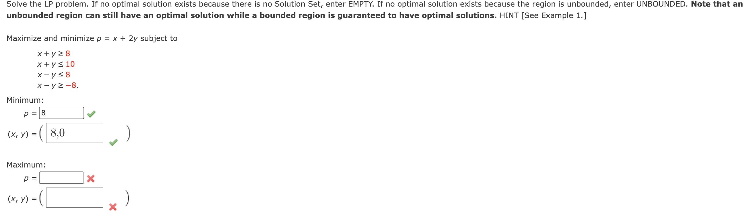Solved Solve the LP problem. If no optimal solution exists | Chegg.com