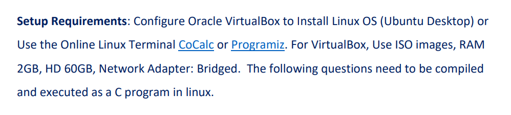 Solved Setup Requirements: Configure Oracle VirtualBox to | Chegg.com