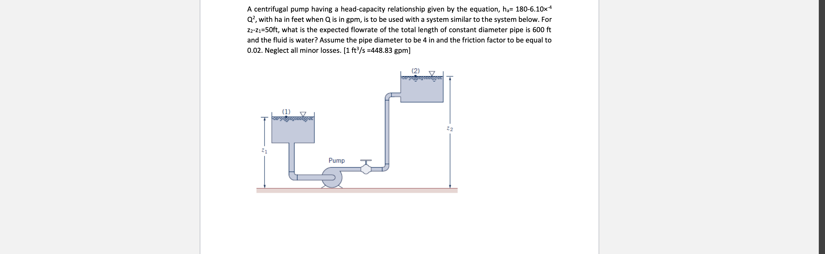 Solved A centrifugal pump having a head-capacity | Chegg.com