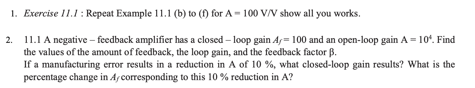 Solved 1. Exercise 11.1 : Repeat Example 11.1 (b) to (f) for | Chegg.com